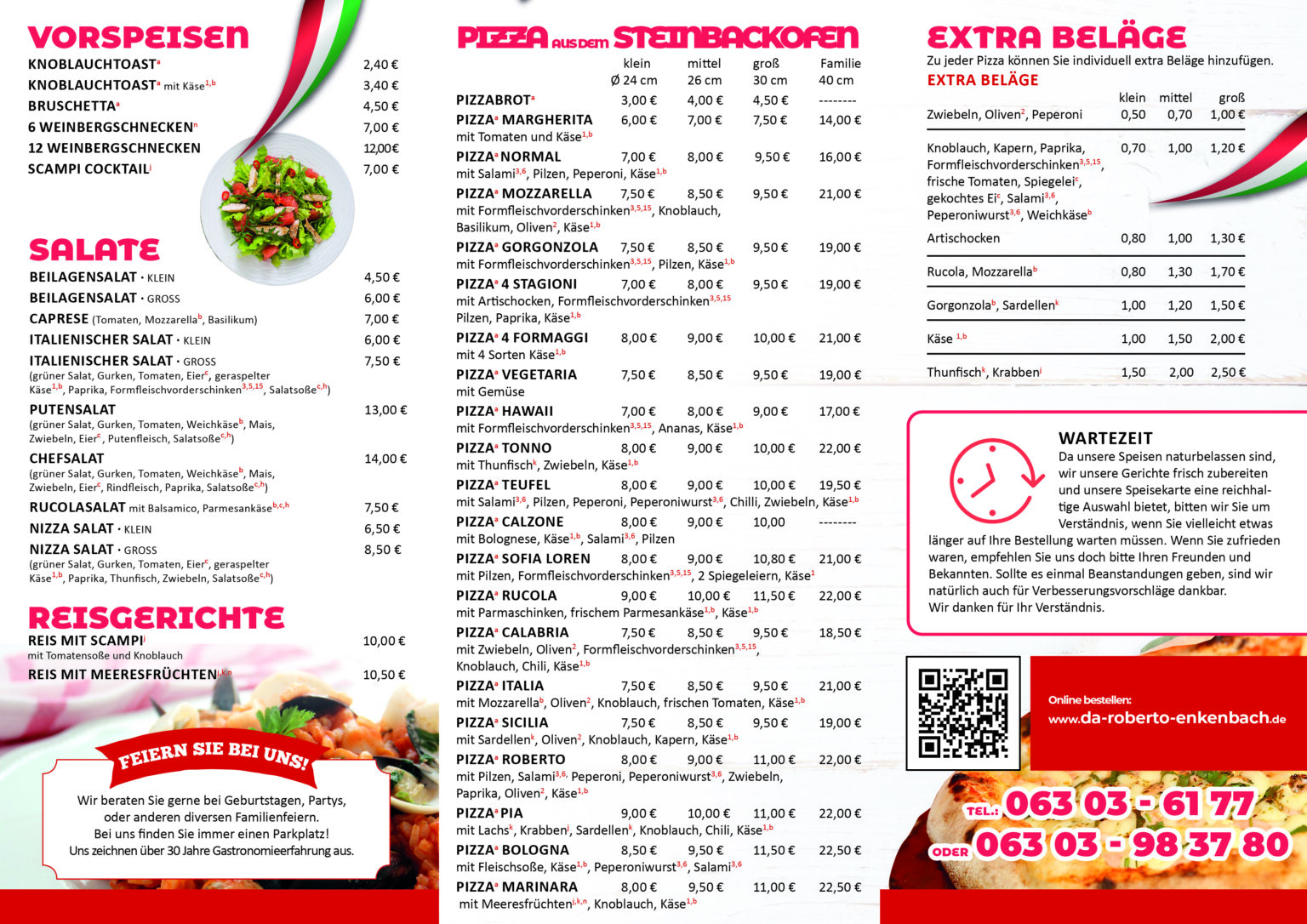 Speisekarte PDF – Pizzeria da Roberto